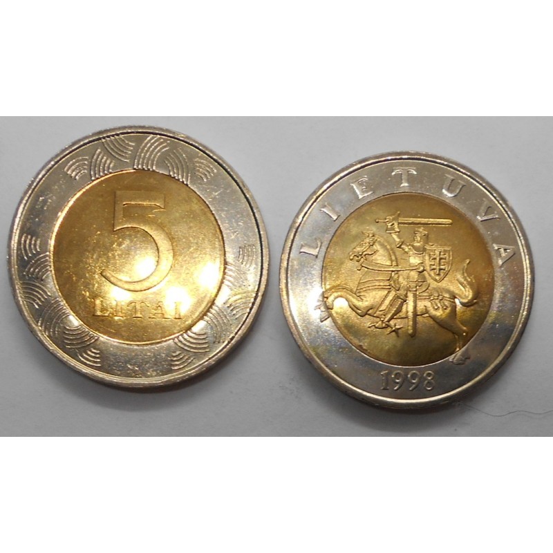 LITHUANIA 5 Litai 1998 Bimetallic
