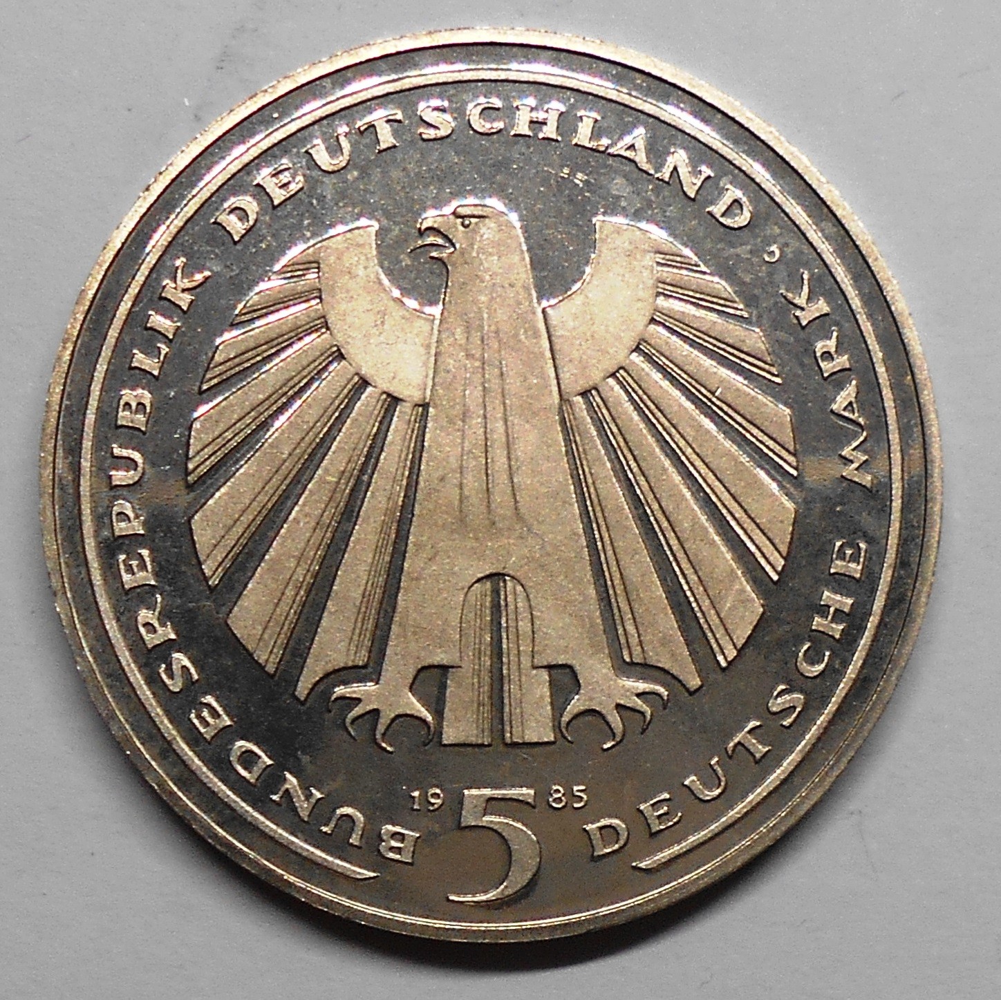 GERMANY FEDERAL REPUBLIC 5 Mark 1985 German Railroad PROOF